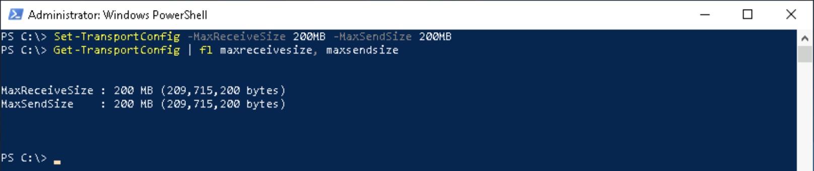 Max SEND/RECEIVE sizes in Exchange 2019 | OpenTechTips