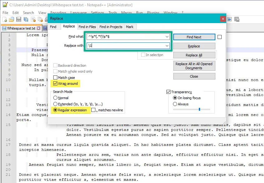 Regex Tricks Remove Leading And Trailing White Spaces With Notepad 